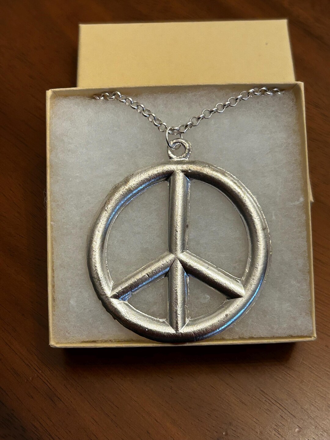 Vintage 1990s Peace Sign Necklace Silver Tone on a 24in. Chain New Old ...