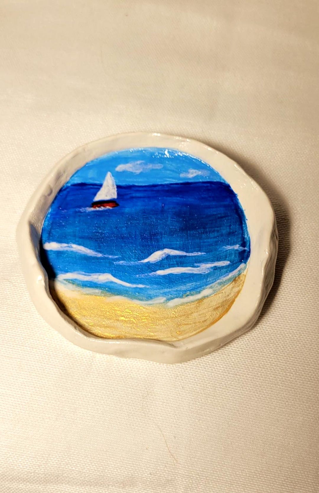 Handmade Sailboat Scene Trinket Dish - Etsy