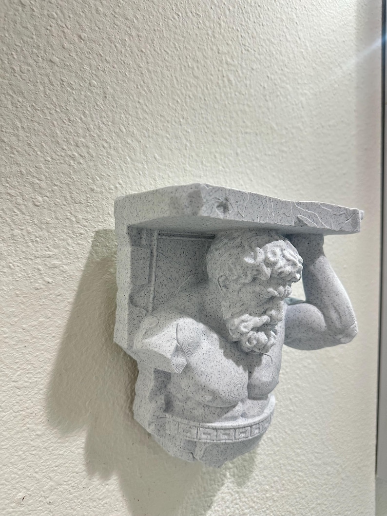 Atlas Titan Wall Shelf Bracket | Greek Statue Shelf Support | Stone ...