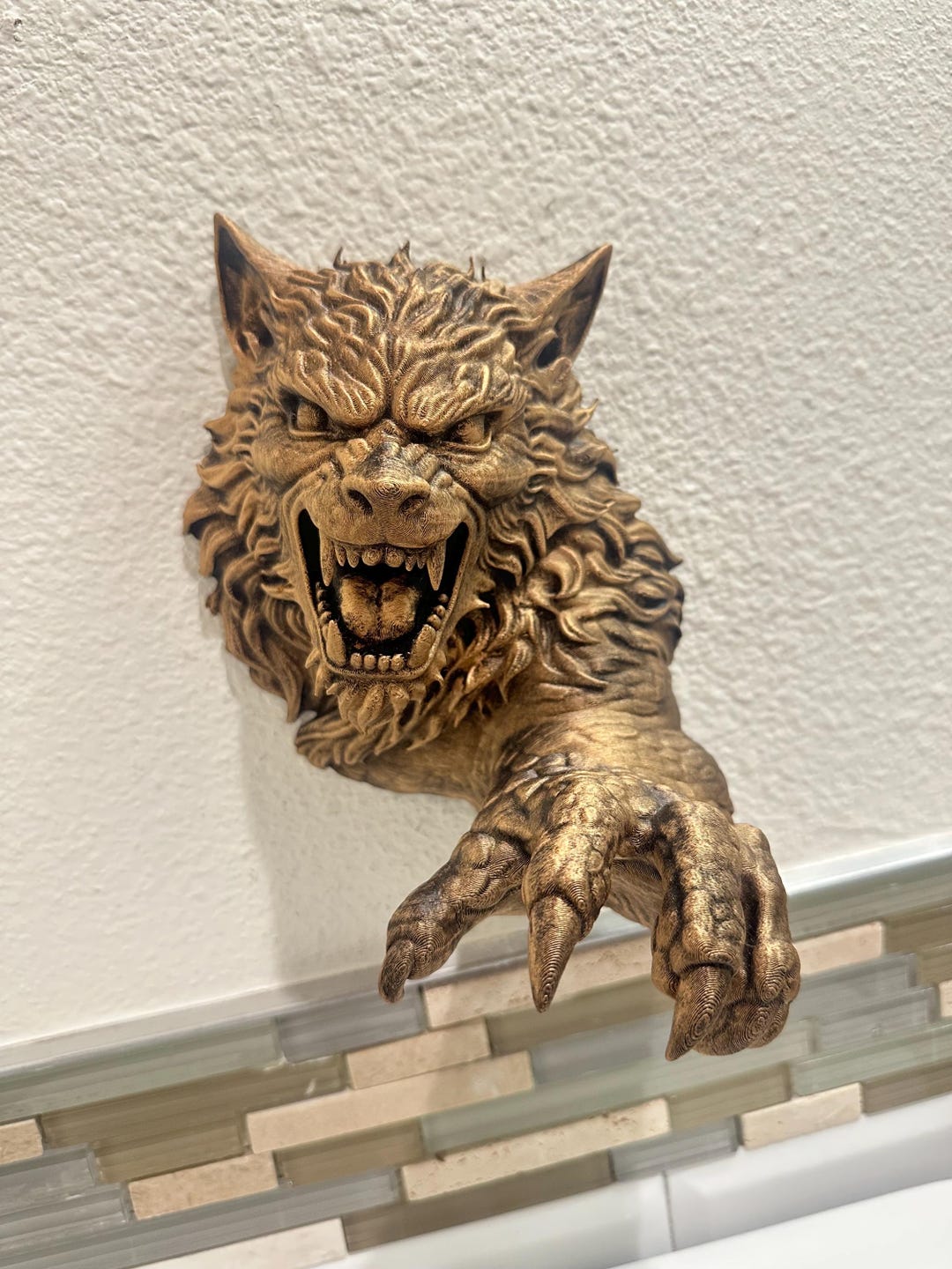 Gothic Werewolf Wall Sculpture - Horror Monster Wall Art - Fantasy ...