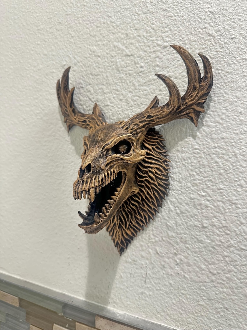 Wendigo Skull Wall Mount - Gothic Antler Horror Decor - Dark Fantasy ...