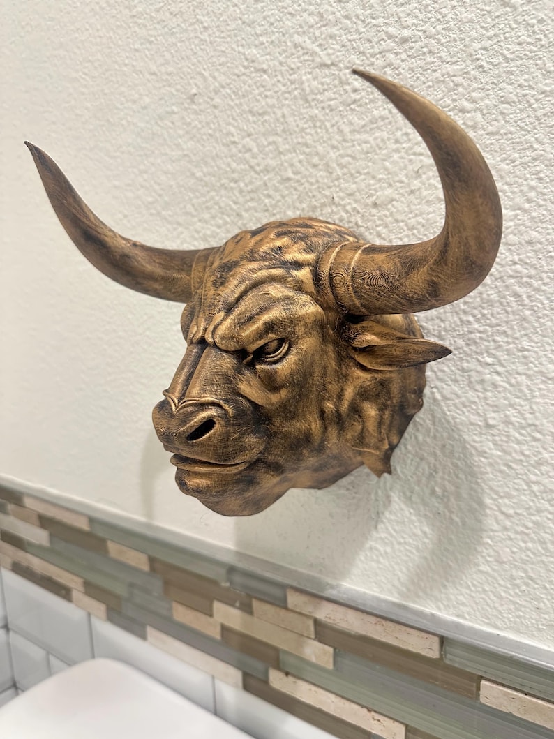 Minotaur Bull Head Wall Mount - Mythical Beast - Hand Painted Antique ...