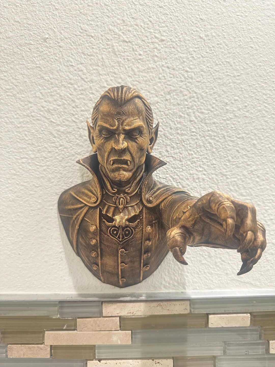 Hand Painted Gothic Vampire Wall Sculpture - Dark Fantasy Wall Decor ...