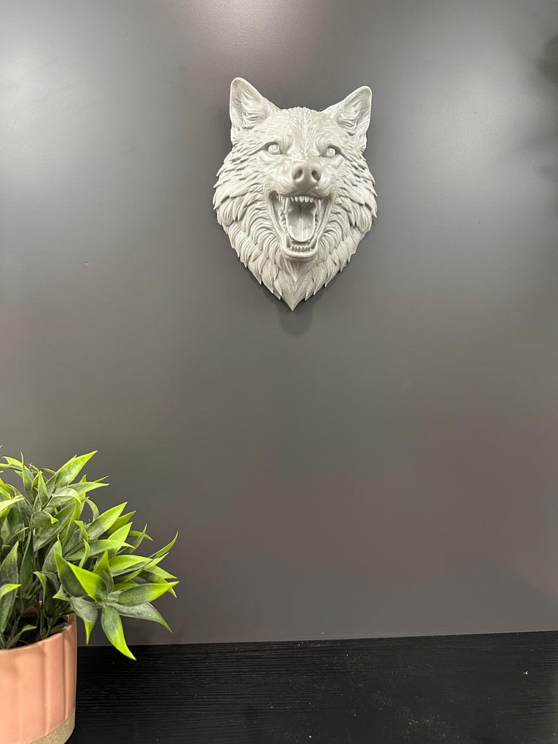 Fierce Wolf Head Wall Mount Plaque - Rustic Cabin Decor - Man Cave Wall ...
