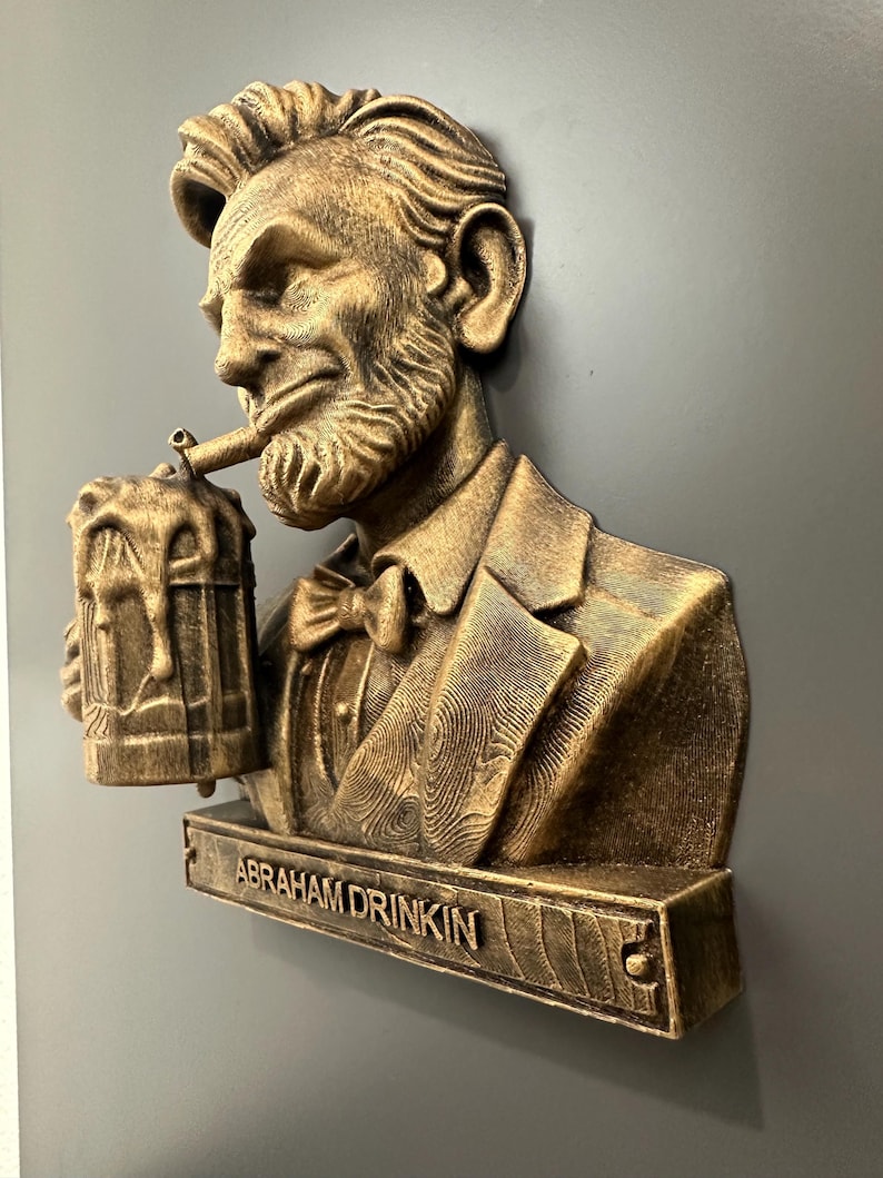 Abraham Drinkin Wall Decor - Funny Abe Lincoln Bar Art - Rustic Beer ...