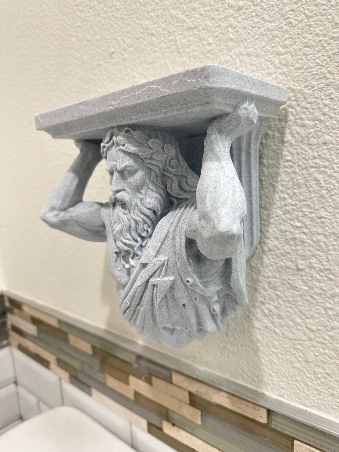 Zeus Wall Shelf - Greek Mythology Decor - God of Thunder Sculpture ...