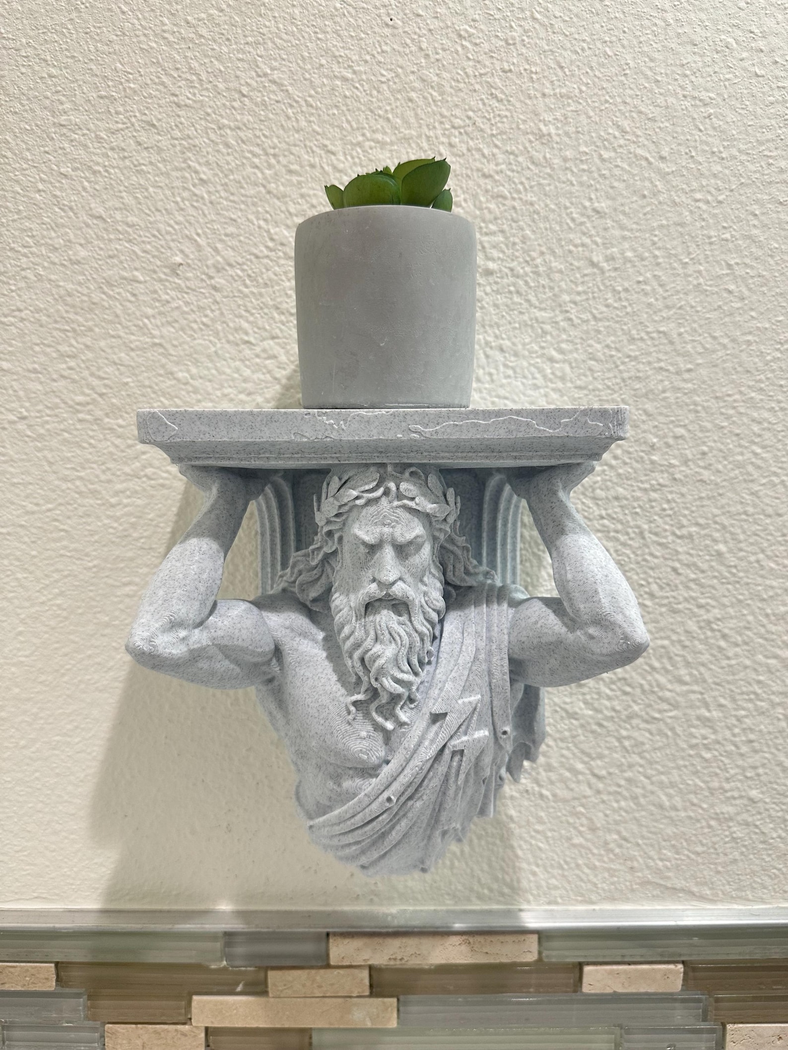 Zeus Wall Shelf - Greek Mythology Decor - God of Thunder Sculpture ...