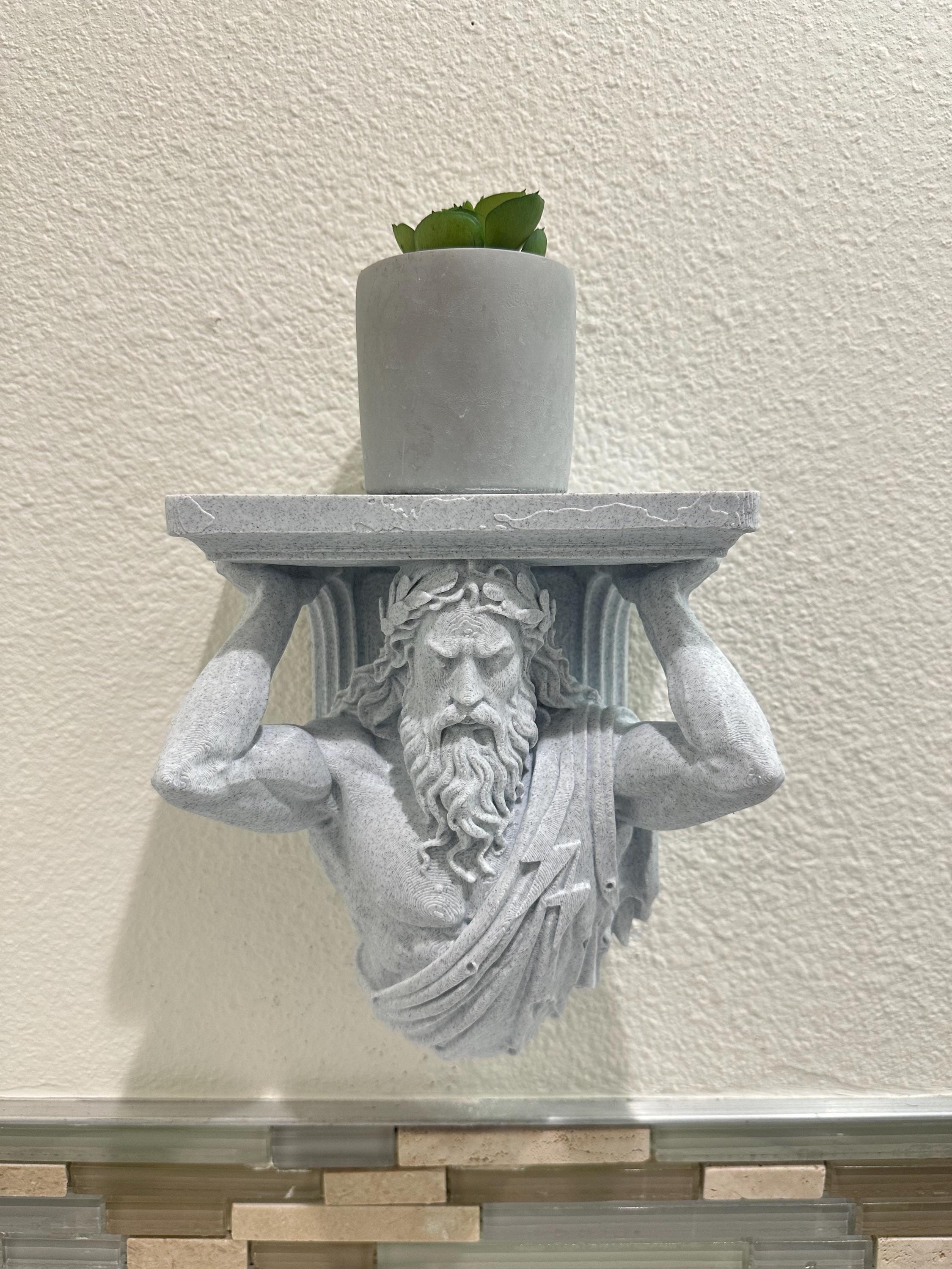 Zeus Wall Shelf - Greek Mythology Decor - God of Thunder Sculpture ...