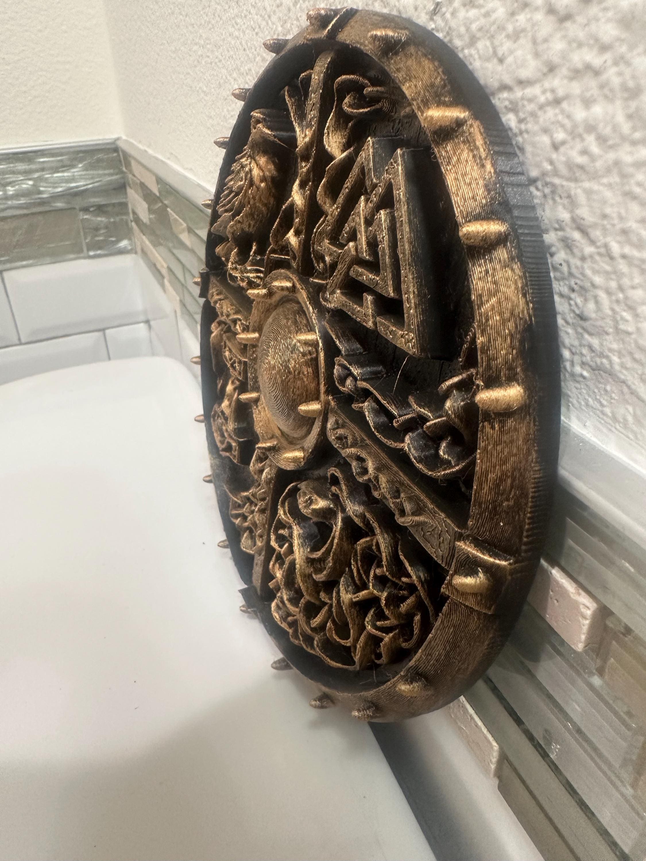 8” Viking Shield Wall Art Plaque — Norse Mythology Symbols, Antique ...