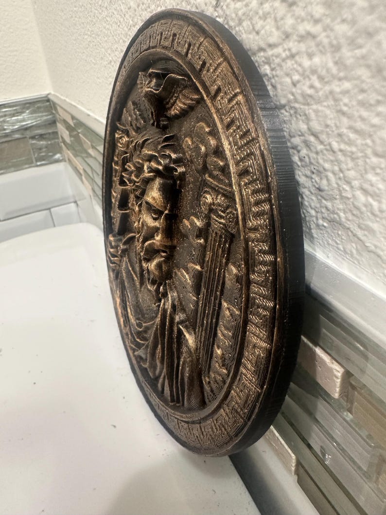 Hand Painted 8” X 8” Zues God of Thunder Wall Plaque Art Sign 3d Relief ...