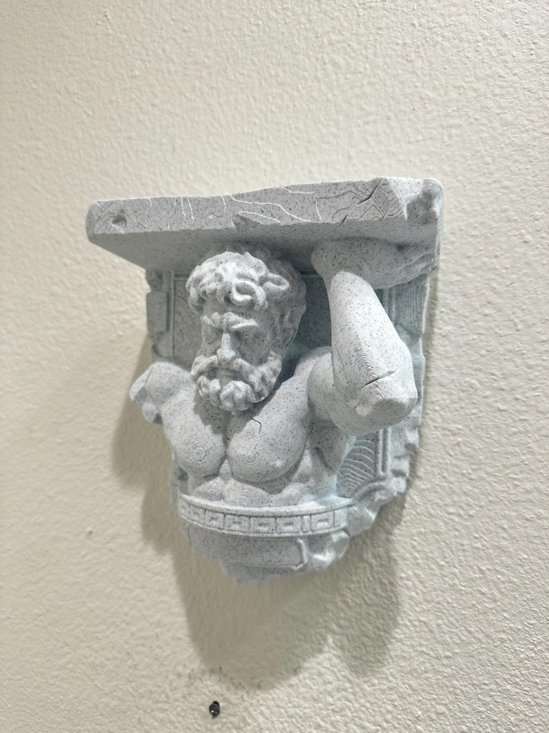Atlas Titan Wall Shelf Bracket | Greek Statue Shelf Support | Stone ...