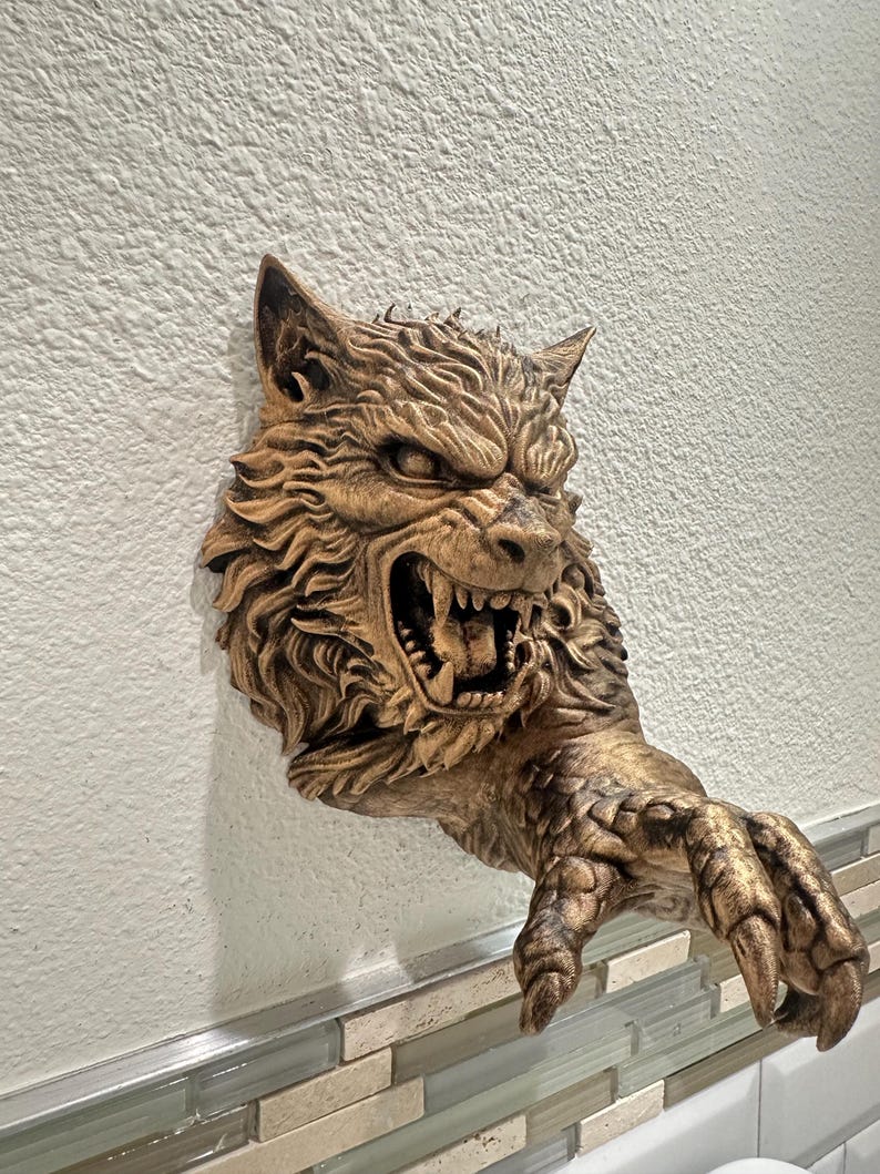 Gothic Werewolf Wall Sculpture - Horror Monster Wall Art - Fantasy ...