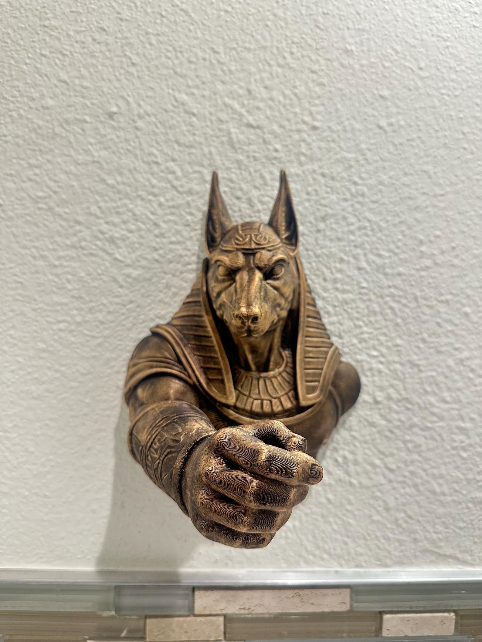 Hand Painted Anubis Wall Mount Sculpture - Egyptian God Mythology Wall ...