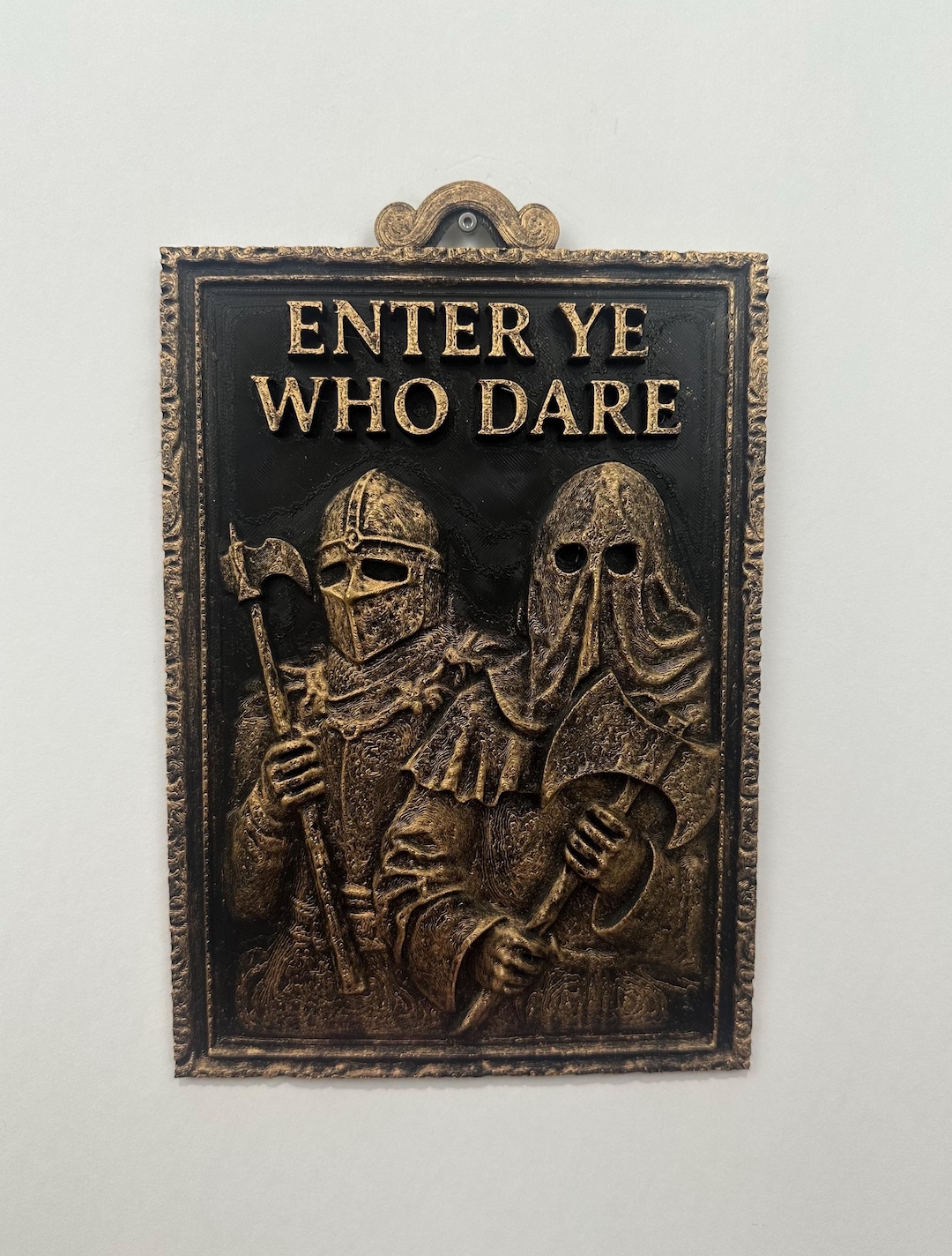 Hand Painted Medieval Bathroom Wall Decor - ENTER YE Who DARE Sign ...