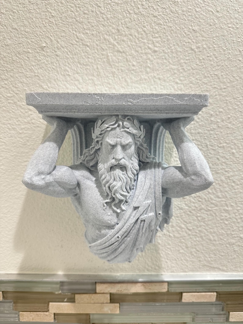 Zeus Wall Shelf - Greek Mythology Decor - God of Thunder Sculpture ...