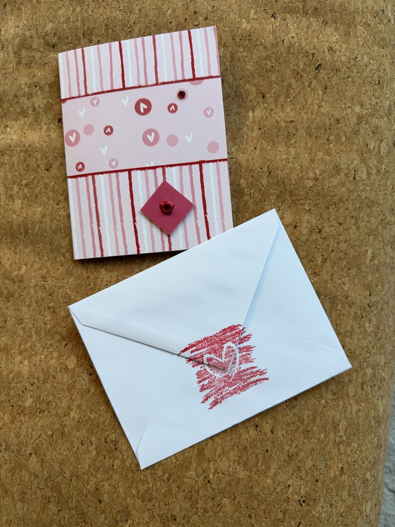 Valetine/galentine (heart Grommet) Folded Card With Embellished ...