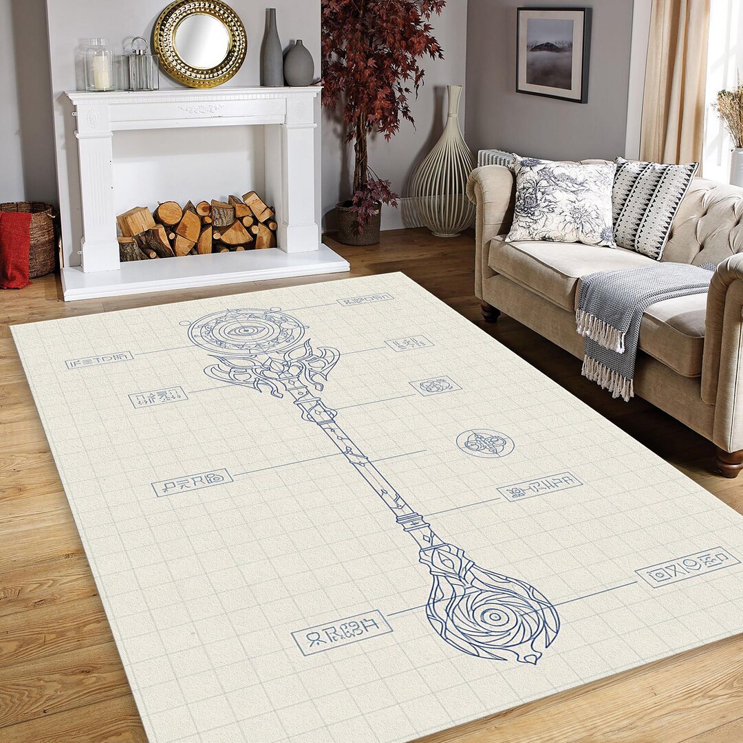 Customizable Magic Staff Blueprint Rug, Arcane Symbol Art - Etsy