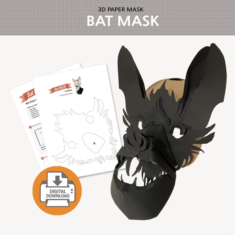 Paper Bat Mask Template - Etsy
