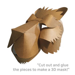 3D Paper Lion Mask Template: DIY Animal Costume (PDF Download A4/A3 ...