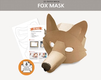 Fennec Fox Mask, Paper Craft Template, DIY Printable Fox Animal Mask ...