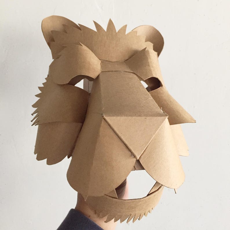 3D Paper Lion Mask Template: DIY Animal Costume (PDF Download A4/A3 ...