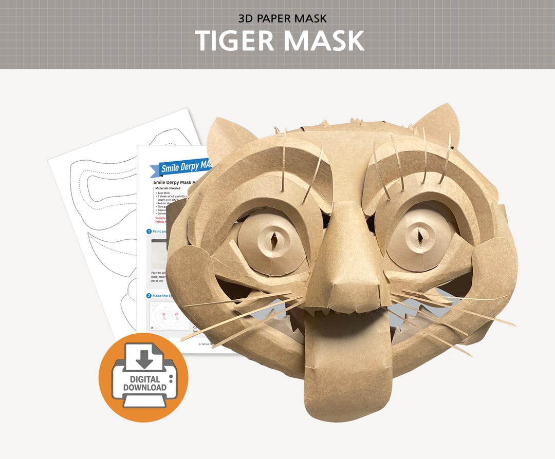 Tiger Mask Pattern | Printable PDF Template | DIY Papercraft | Kpop ...