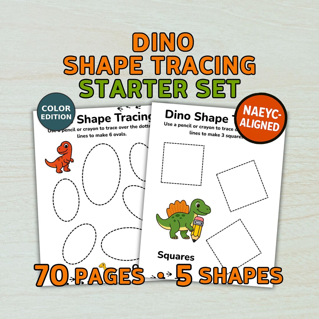 Shape Tracing Worksheets With Dinosaurs: Fine Motor Skills, Pre-writing ...