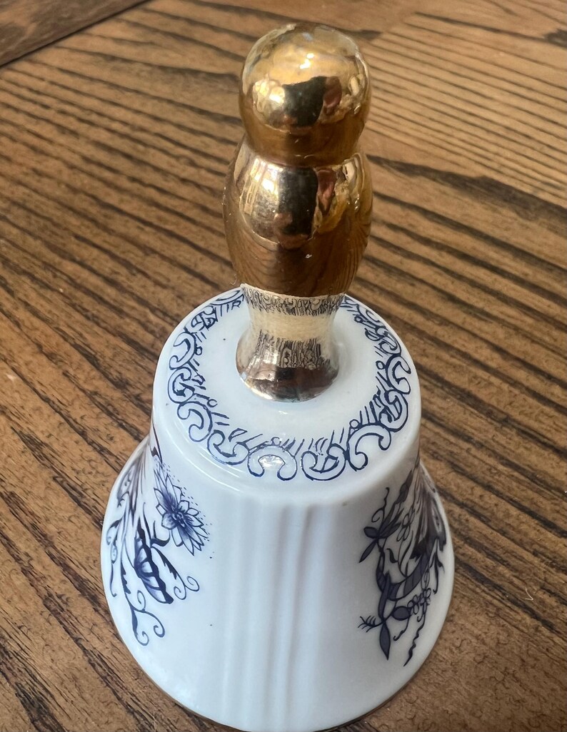 Vintage Enesco Blue Danube Bell Gold Handle Porcelain Collectible Japan ...