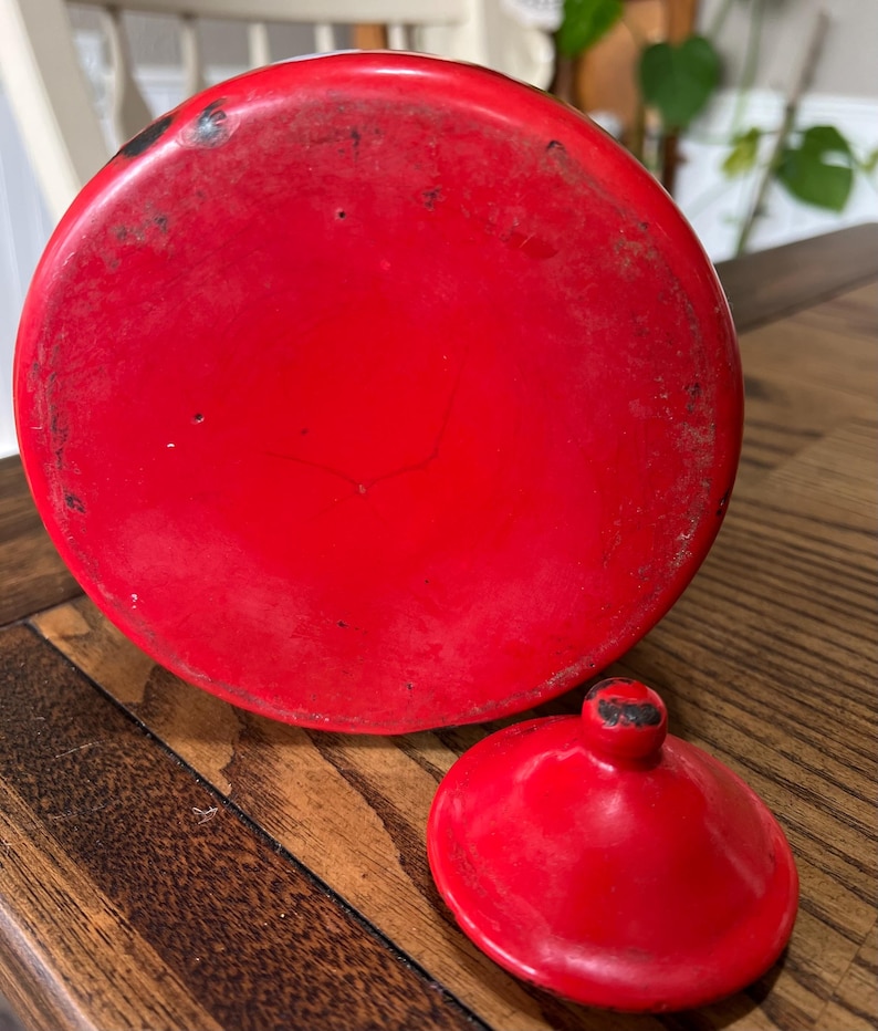 Vintage Red Polka Dot Enamelware Teapot - Miniature White Spotted Tea ...