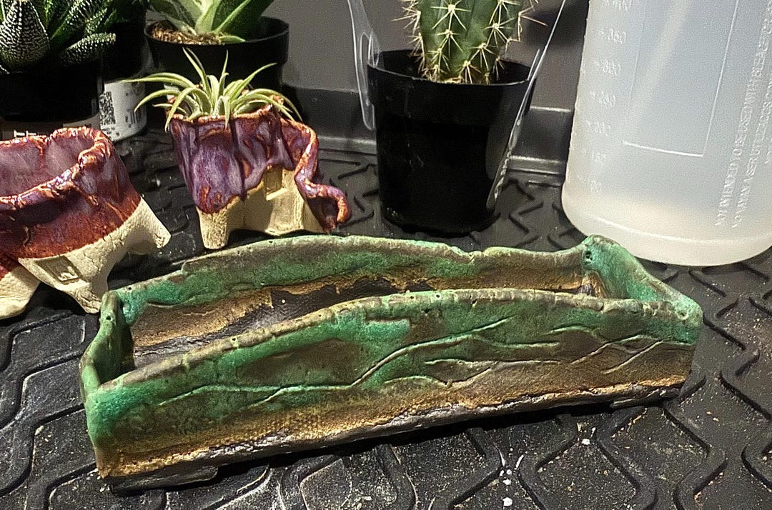 Handmade Elevated Foot Succulent Planter – 5.5"l X 2"w X 1.5"h Matte ...