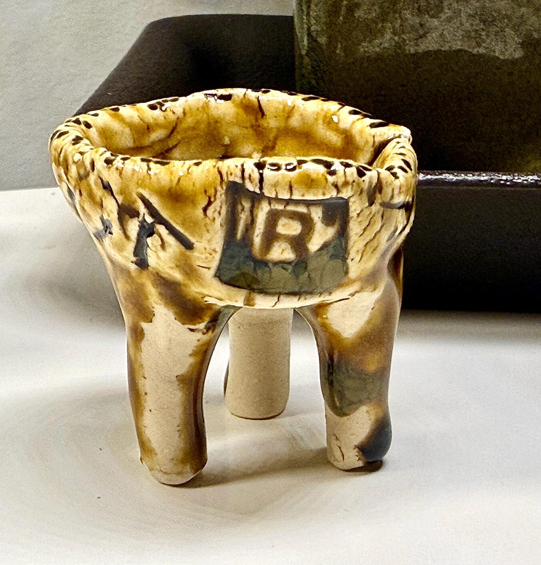 Handmade Elevated Foot Mini Succulent Planter – 1.5" Beautiful Golden ...