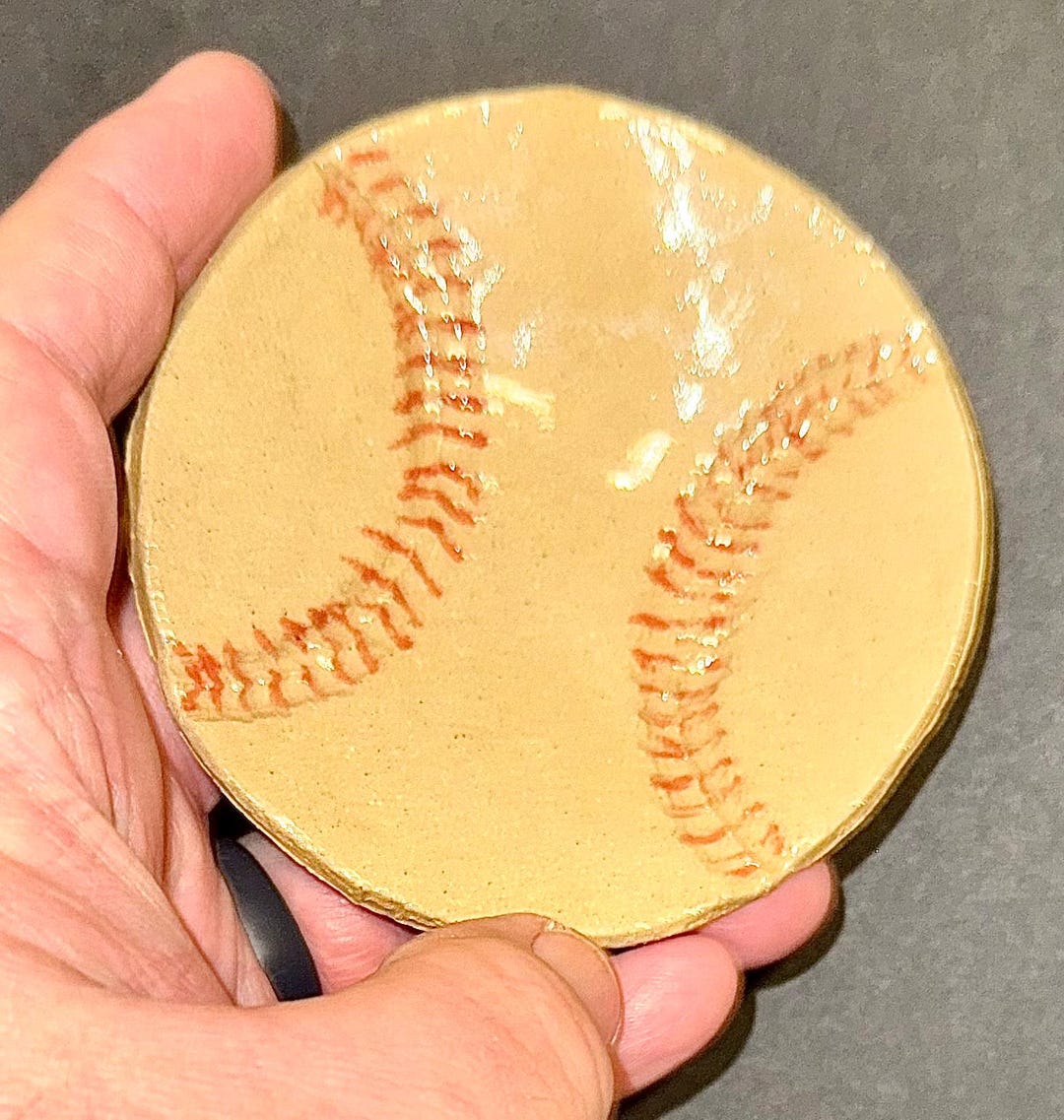 Baseball Inspired Tan Ceramic Ring Dish Handmade Decorative Jewelry ...