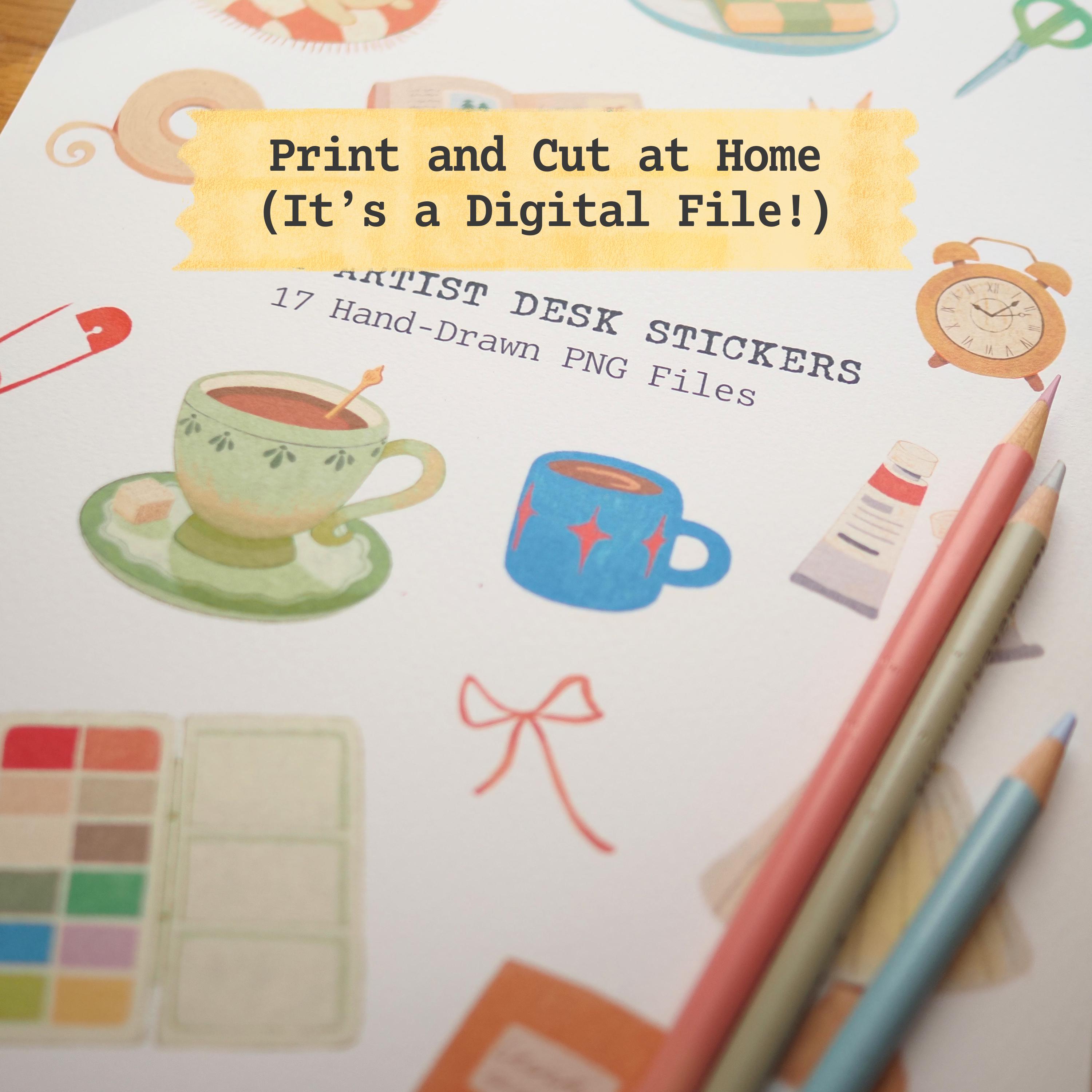 Hand-drawn Artist Desk Stickers: Cozy Stationery, Goodnotes, Cricut ...