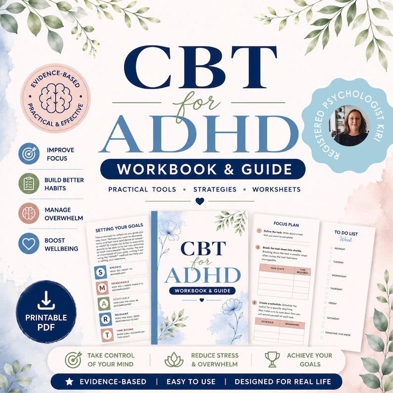 CBT for ADHD Workbook | ADHD Planner & Worksheets | Cognitive ...