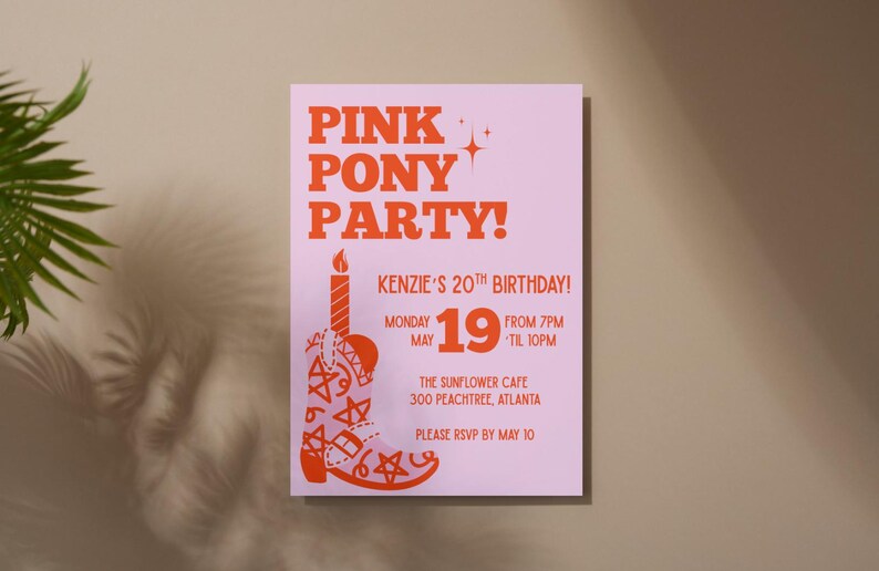Pink Pony Party Invitation - Etsy