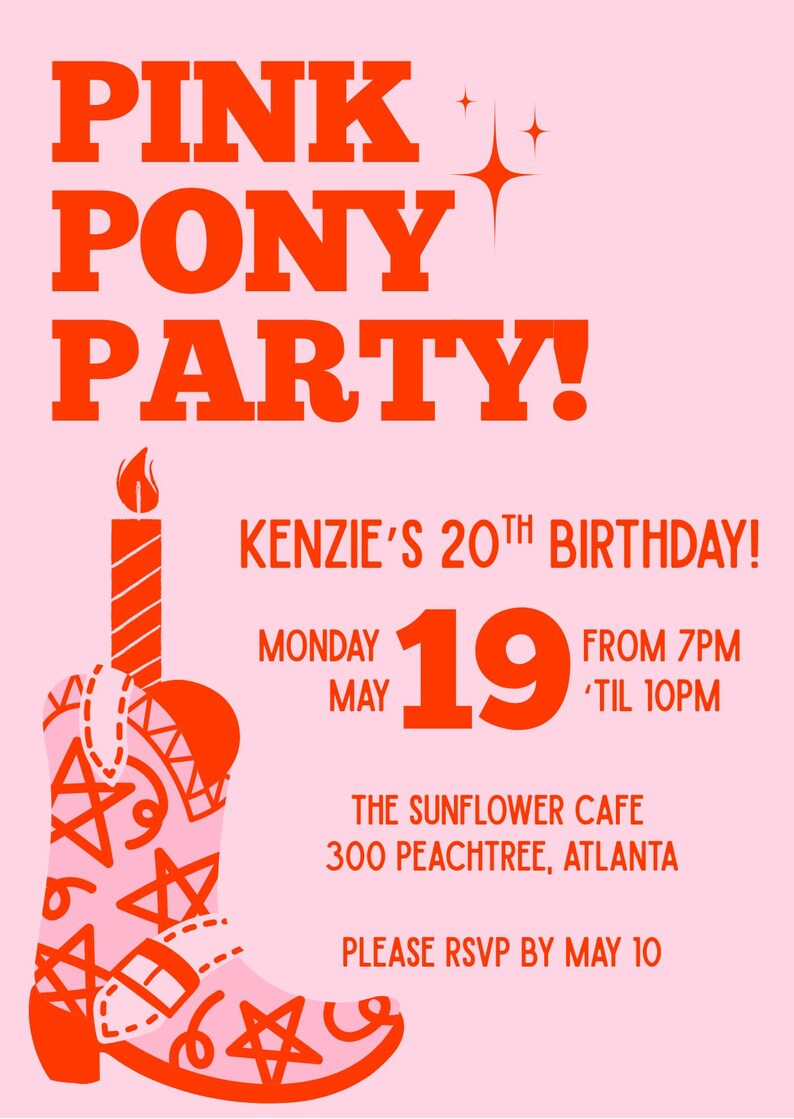 Pink Pony Party Invitation - Etsy