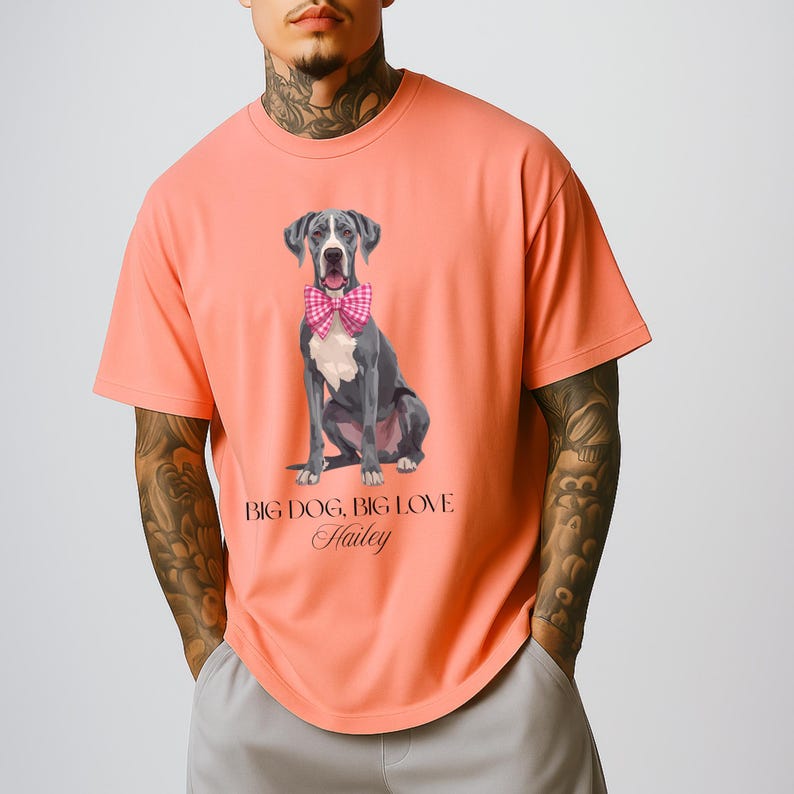 Dane T-shirt: Pink Gingham Bowtie, Dog Lover Gift - Etsy