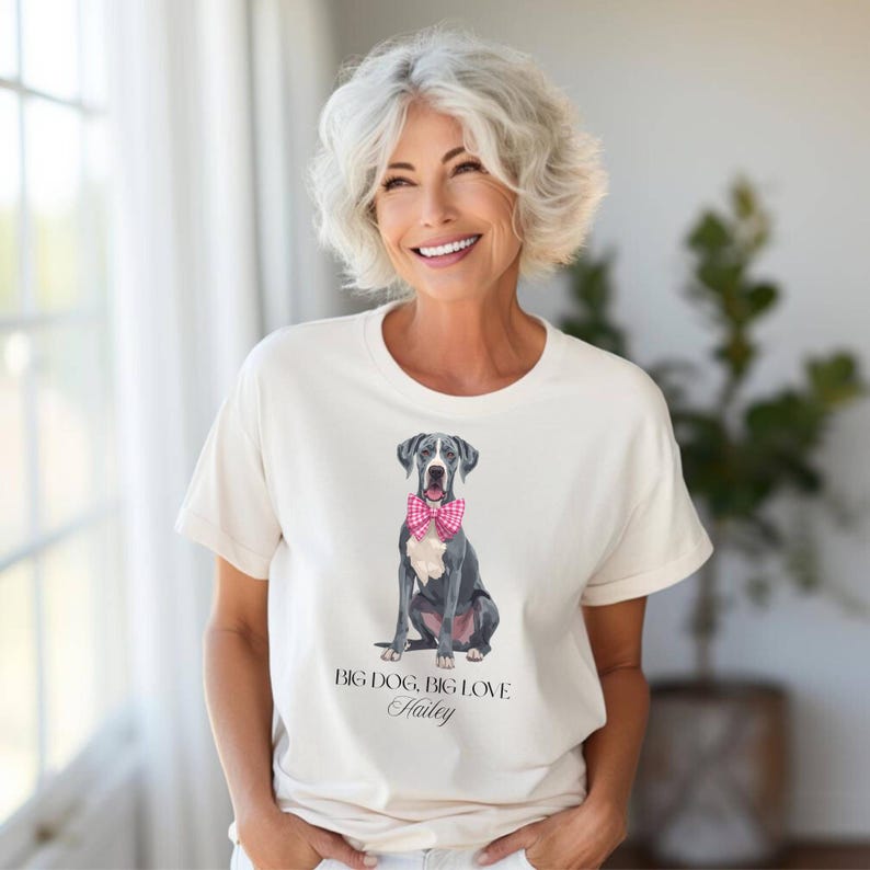 Dane T-shirt: Pink Gingham Bowtie, Dog Lover Gift - Etsy