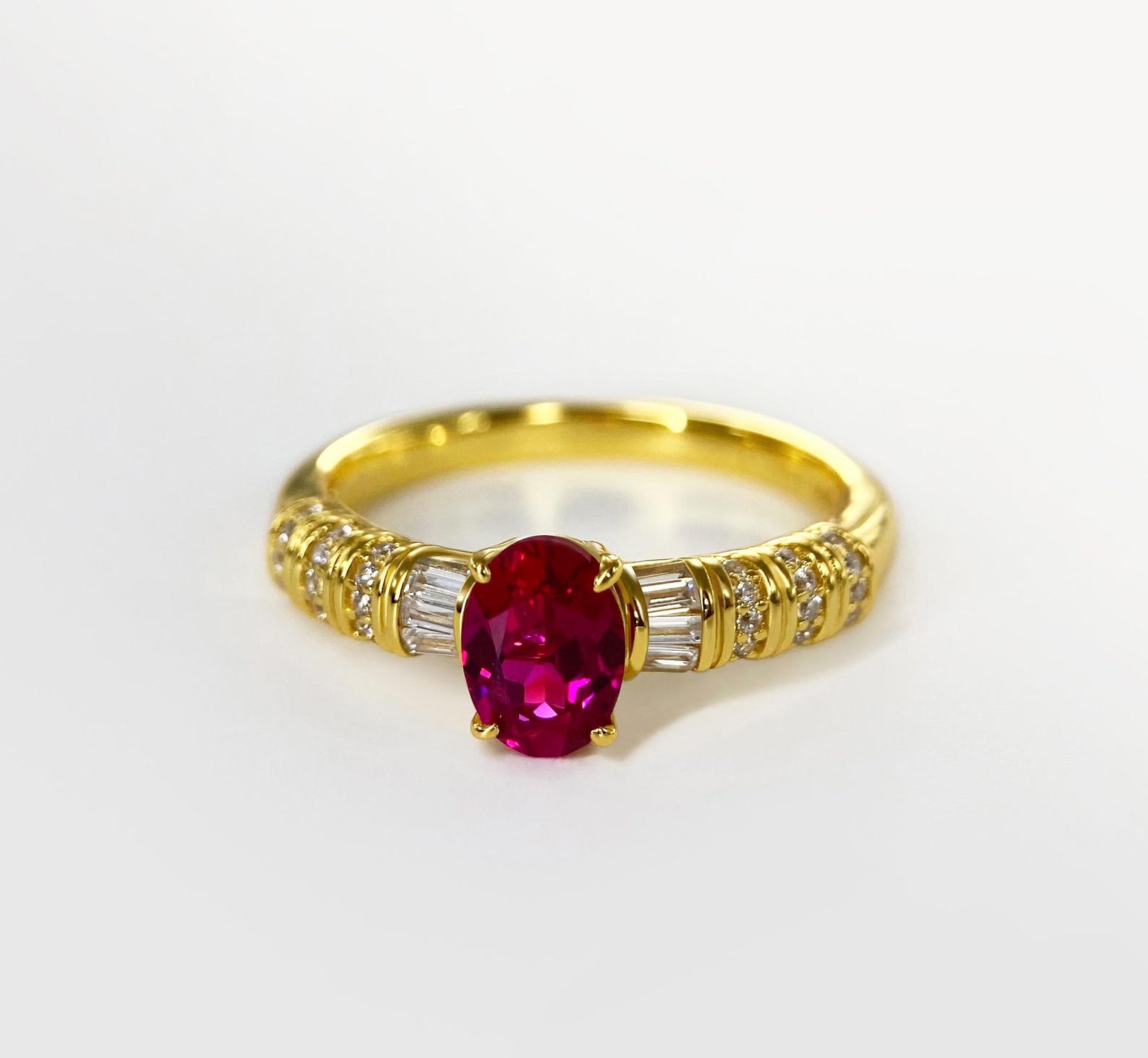 Gold Ring With Lab Ruby Gemstones Statement Ring Engagement Gift for ...