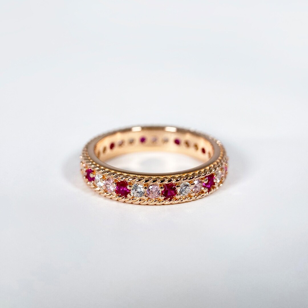 Ruby Eternity Ring in Rose Gold – 925 Sterling Silver Stackable Wedding ...