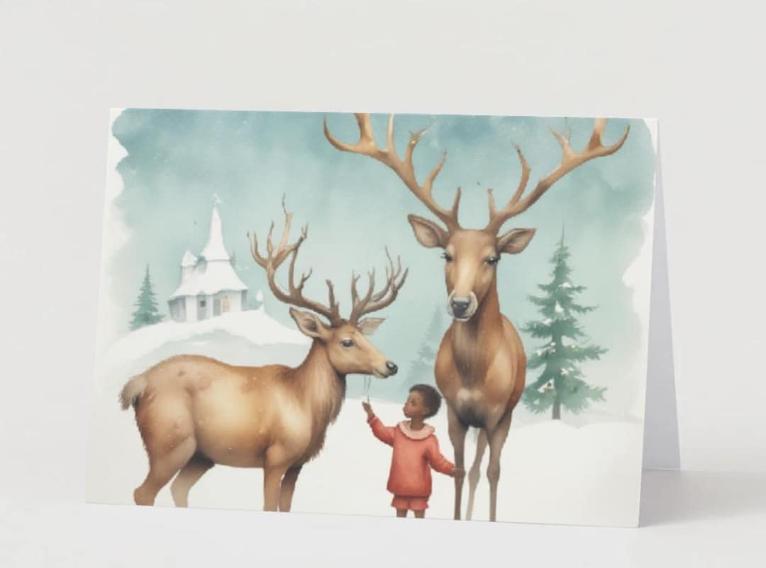 Hart of Stag and His Lad | Greeting Card | Child-friendly Holiday ...