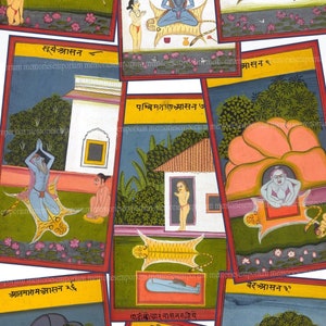 Yoga Poses Indian Prints Printable Download Postcard Wall Art Positions ...