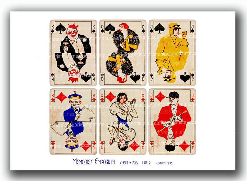 Deco Playing Cards Digital Paper Clipart Printable Download Art Deco ...