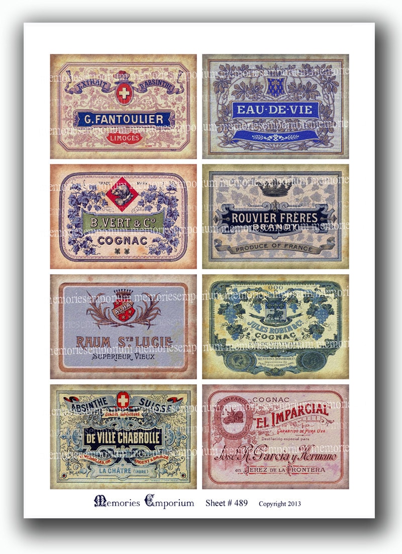 French Labels Alcohol for Bottles Liquor Grog Liqueur Brandy - Etsy
