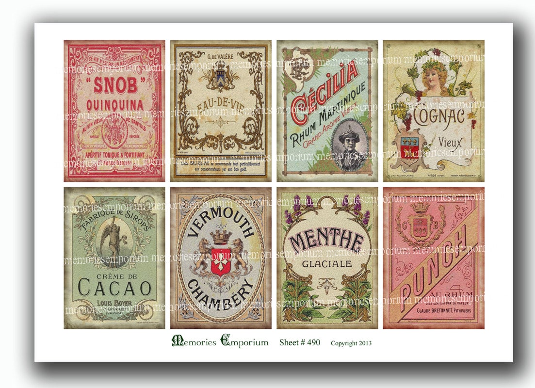 French Labels Alcohol for Bottles Liquor Grog Liqueur Vermouth - Etsy