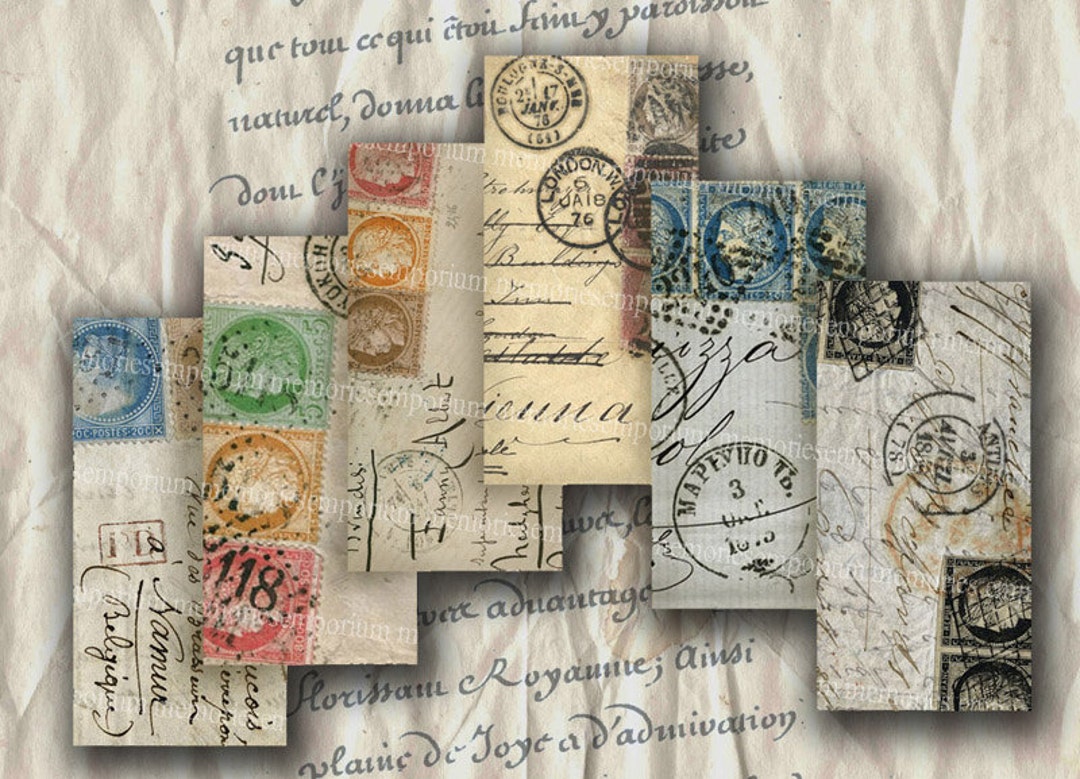 French Stamps Paris Postmarks Handwriting 1x2 Inch for Domino Tiles ...