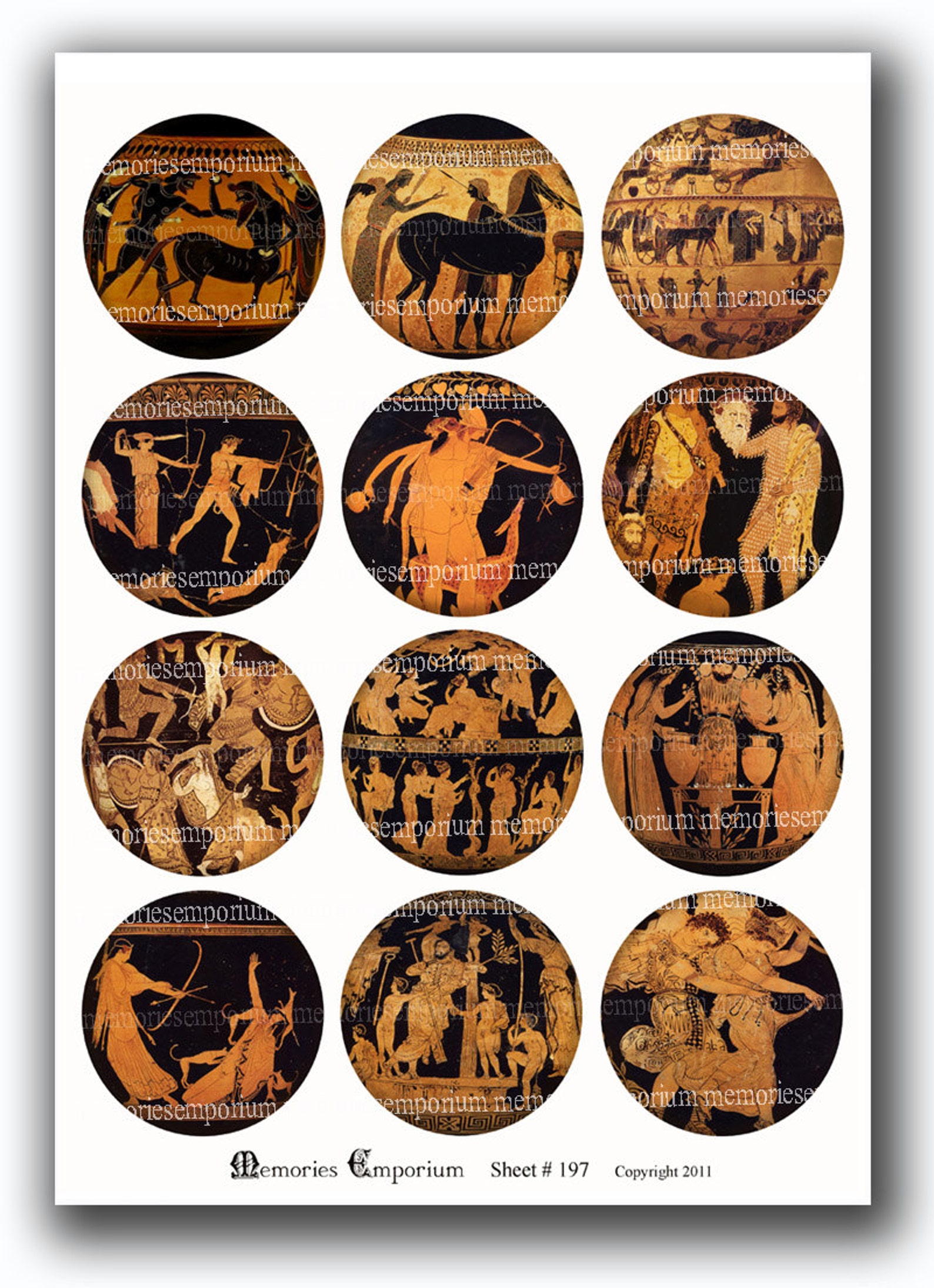 Ancient Greek Pottery Paintings Circles Roman Pocket Compact - Etsy