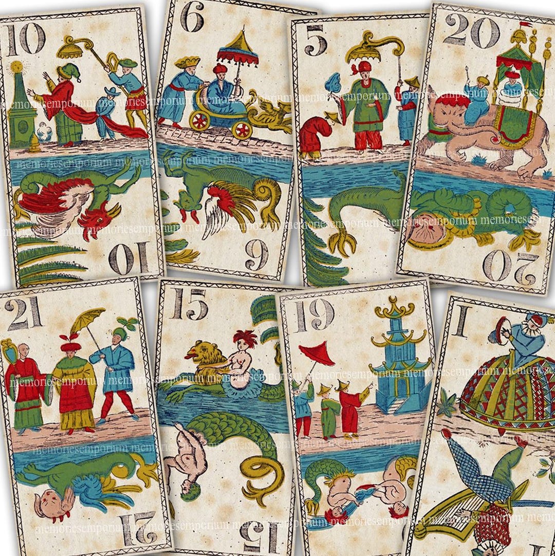 Chinese Tarot Cards Digital Download Full Deck Antique Asian Themed ...