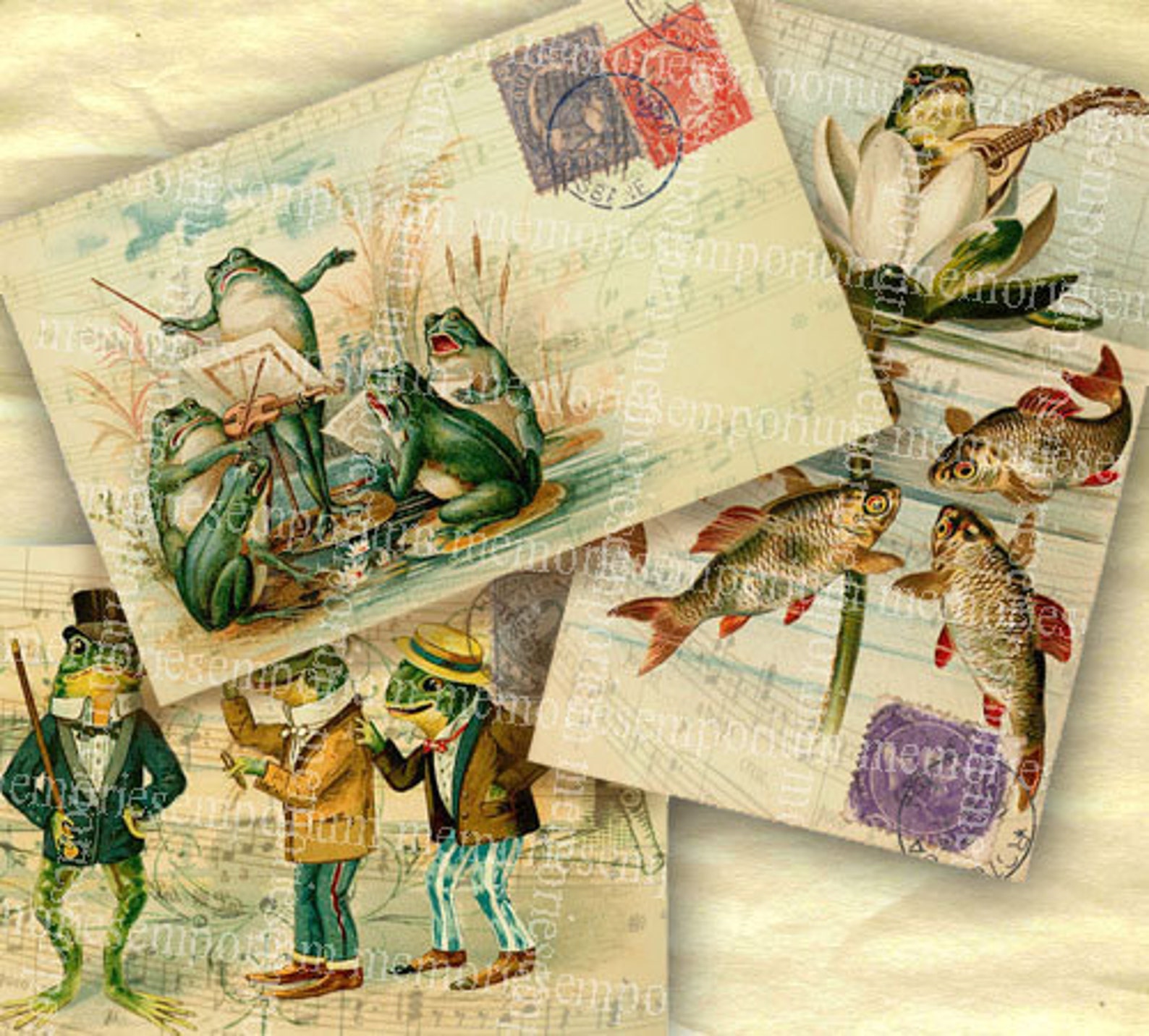 Frog Postcards Old Decoupage Backgrounds for Scrapbooking - Etsy UK