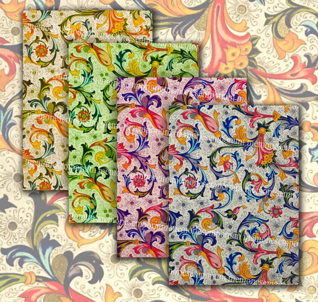 Florentine Pattern Italian Design Colour Swatches 2.5 X 3.5 Inches ATC ...